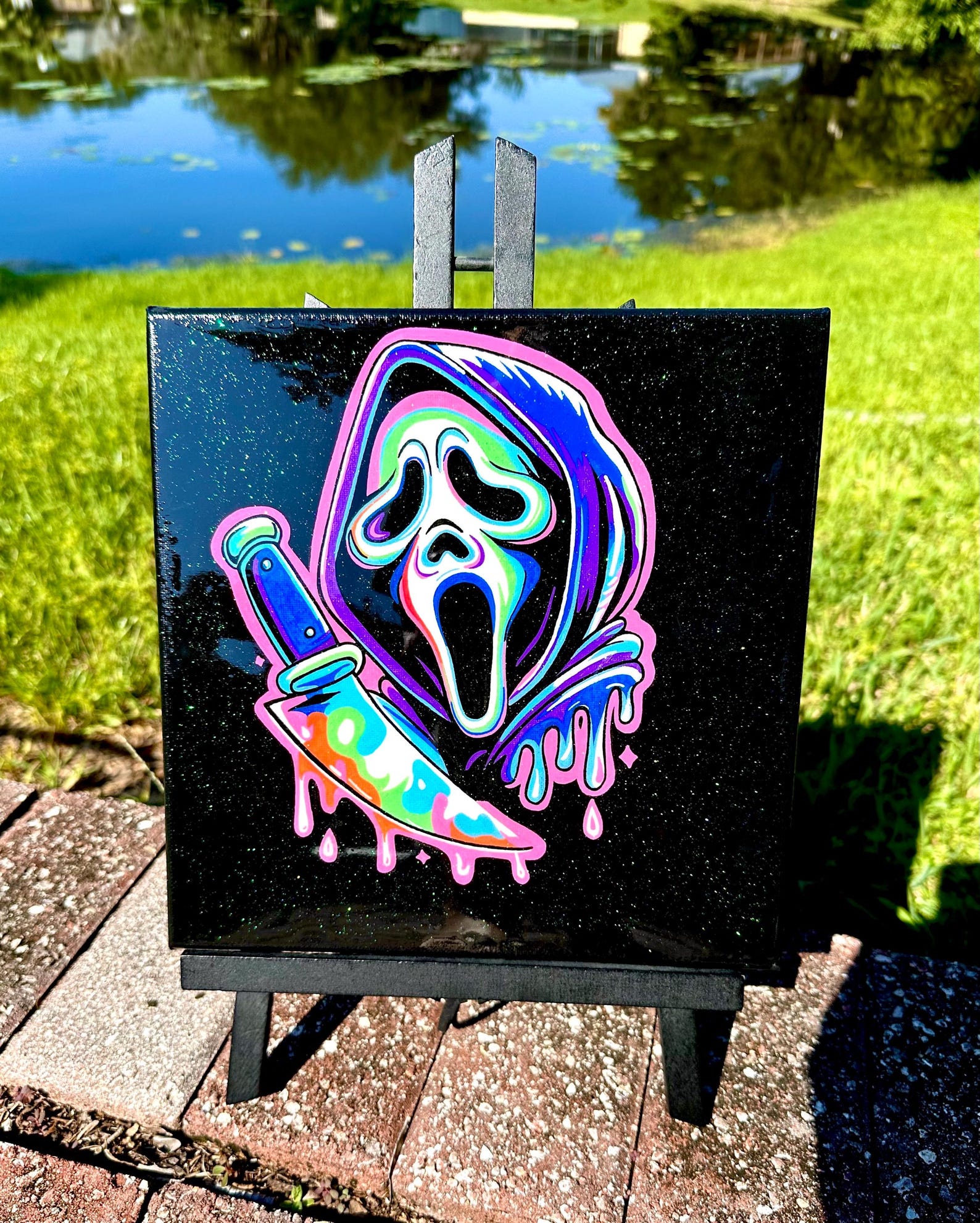 10 by 10 Ghostface Canvas Painting, Resin Top Coat, UV - Etsy