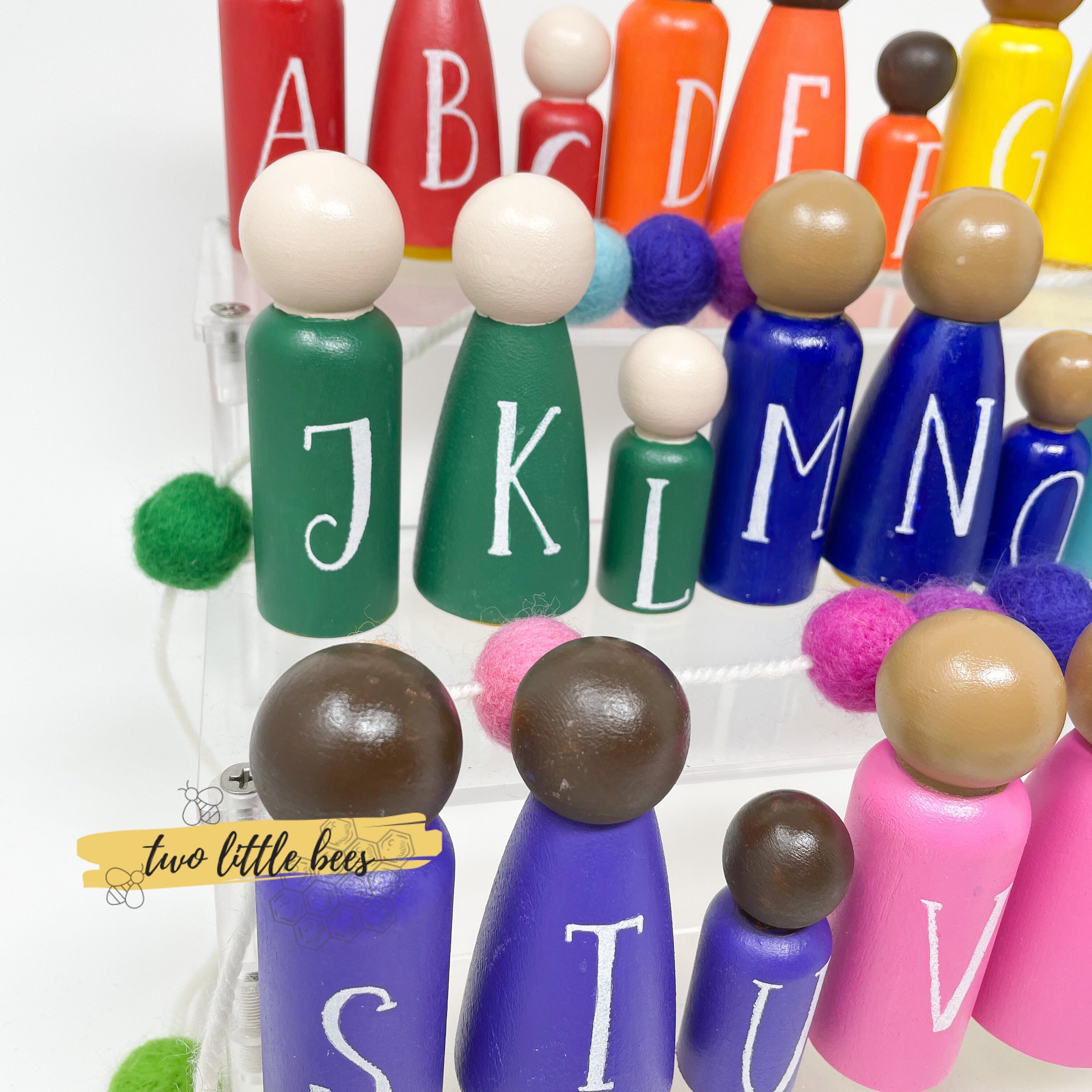 Rainbow Alphabet Peg Dolls | Montessori Wooden Toys - Etsy