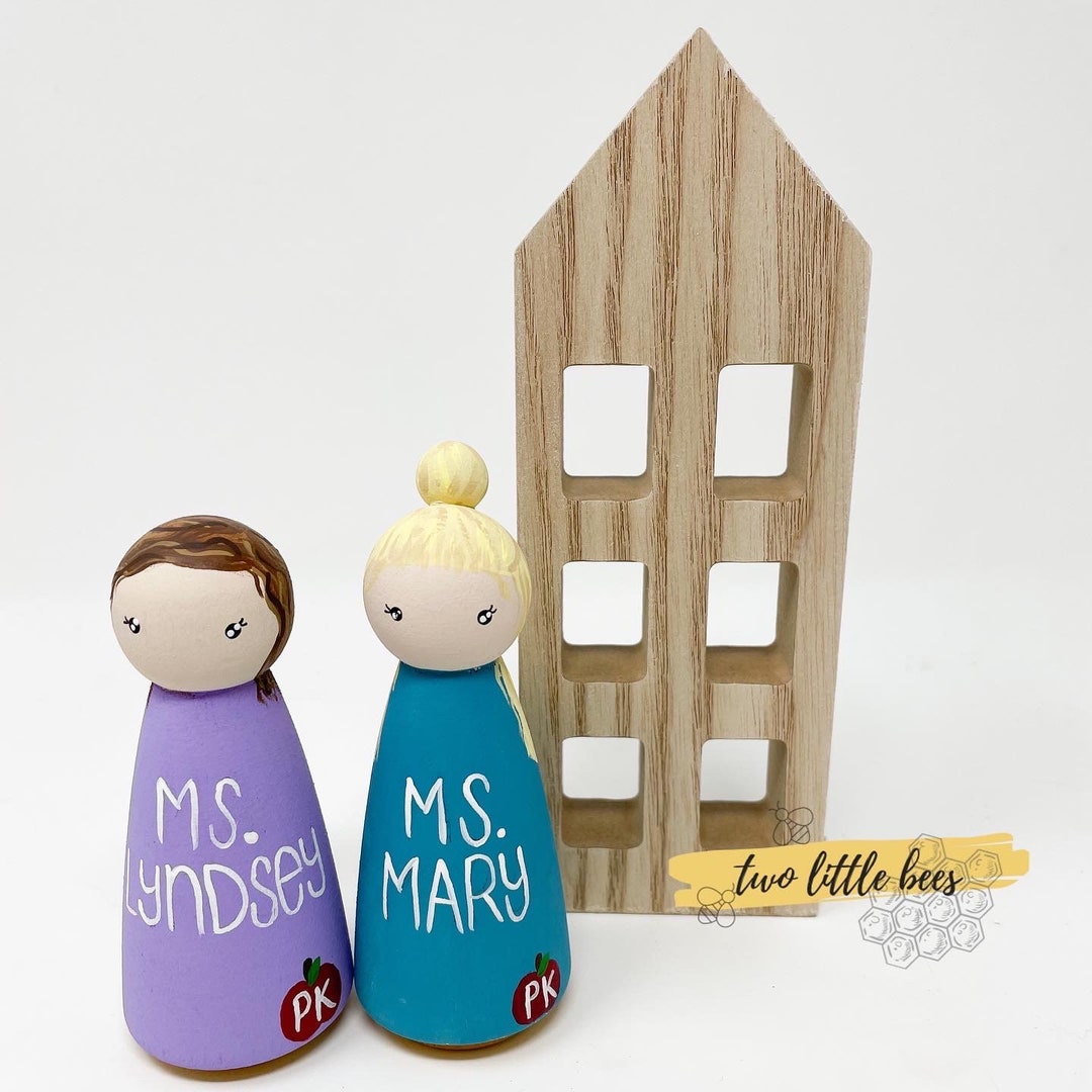 Custom Teacher Peg Doll – Hand-painted Personalized Gift - Etsy