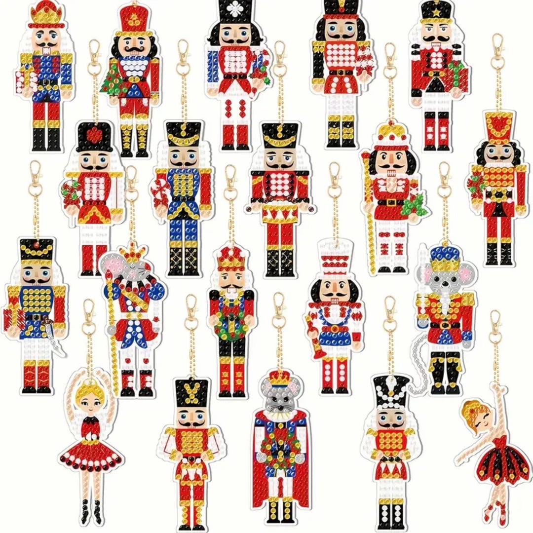Set of 20 Double-sided Nutcracker Ornaments/charms - DIY 5D Diamond Painting Kit With Tools and ...