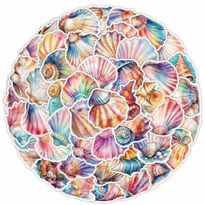 50 Dreamy Shell Stickers in Soft Pastels, High Quality Decal Craft ...