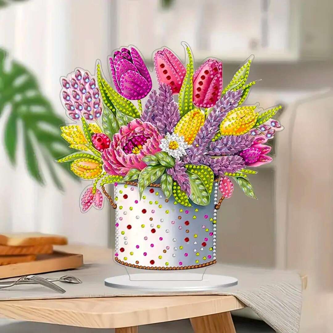 DIY Vibrant Spring Flower Bouquet Diamond Painting Kit - Table Decor - Etsy