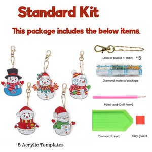 DIY 5 Large Snowmen Keychains/ornament With A Double Sided Design, 5D ...