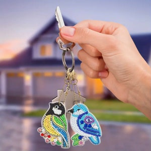 DIY 8 Bird Keychains/ornaments Perched on Flowers, Double Sided 5D ...
