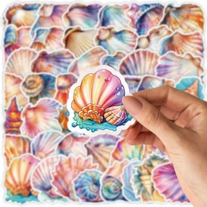 50 Dreamy Shell Stickers in Soft Pastels, High Quality Decal Craft ...