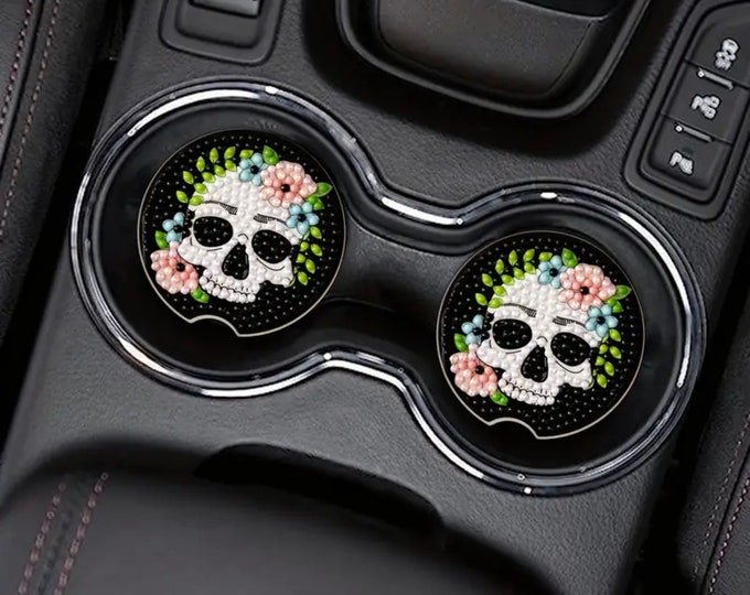 DIY 2 Sugar Skull Car Coasters, A Fun Diamond Painting Kit, Perfect for ...