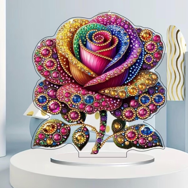 Double Sided Rainbow Rose Tabletop Decor DIY Diamond Painting Kit - Etsy
