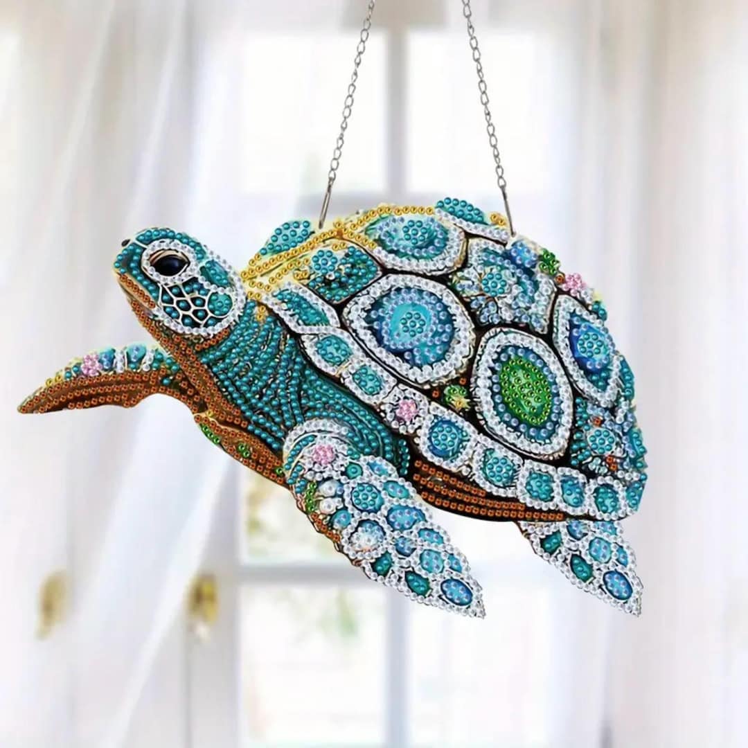 Sparkling Sea Turtle Diamond Painting Kit – DIY Rhinestone Sun Catcher ...