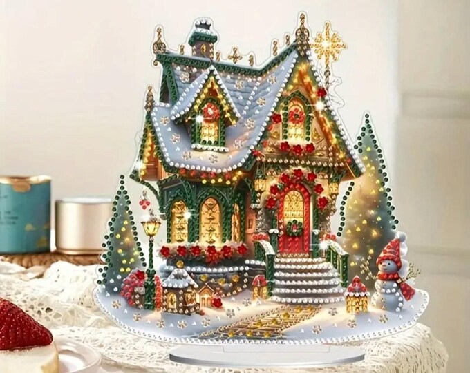 Christmas House DIY Kit With 3D Table Decoration Diamond Painting ...
