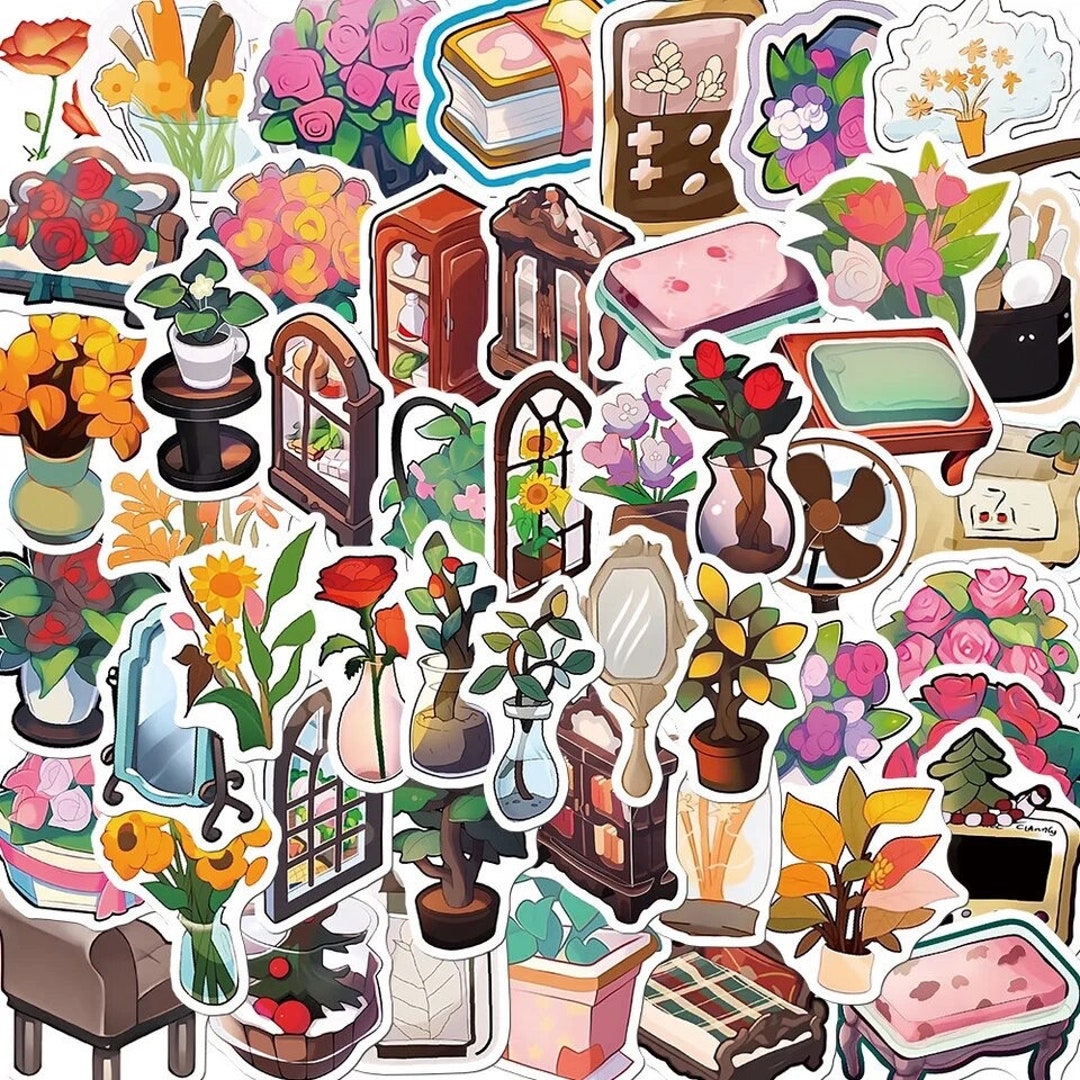 Clearance: 50 Vintage Inspired Household Stickers With Furniture ...