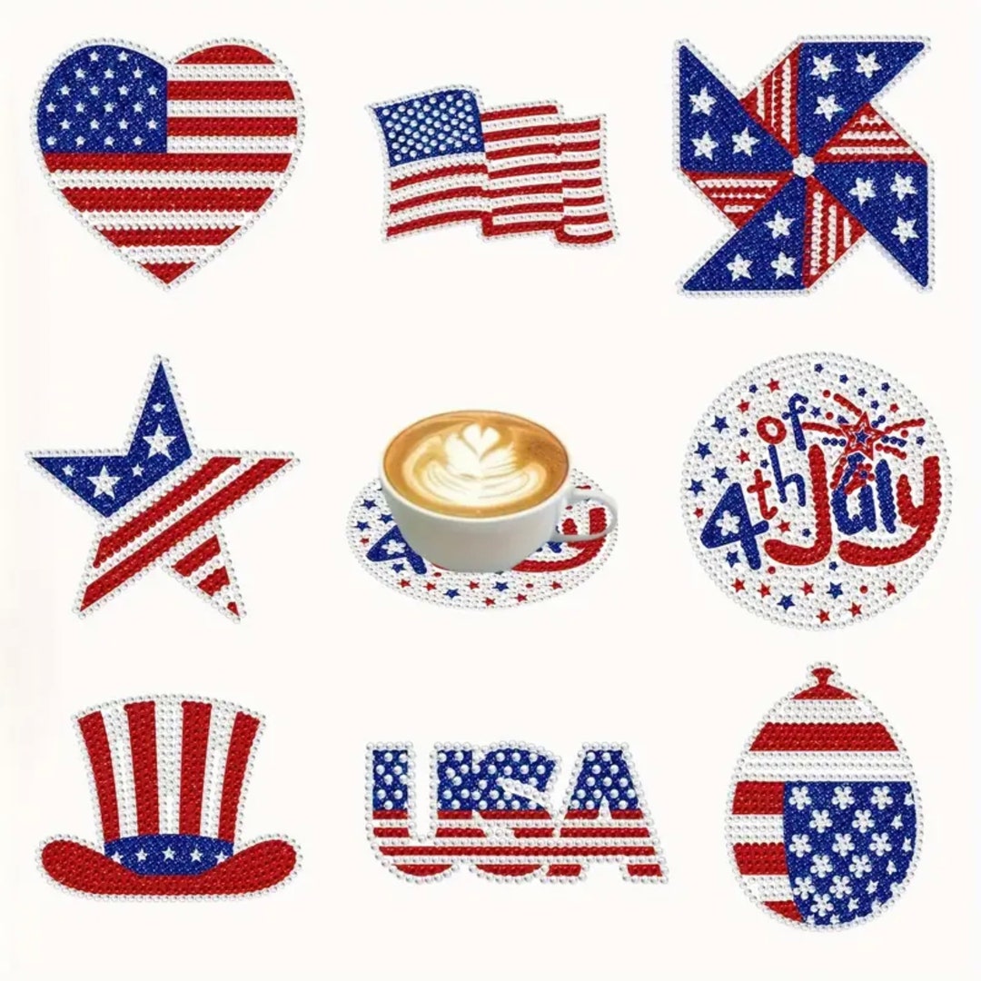 DIY 8 Shaped USA Patriotic Coasters With the American Flag, Pinwheel ...
