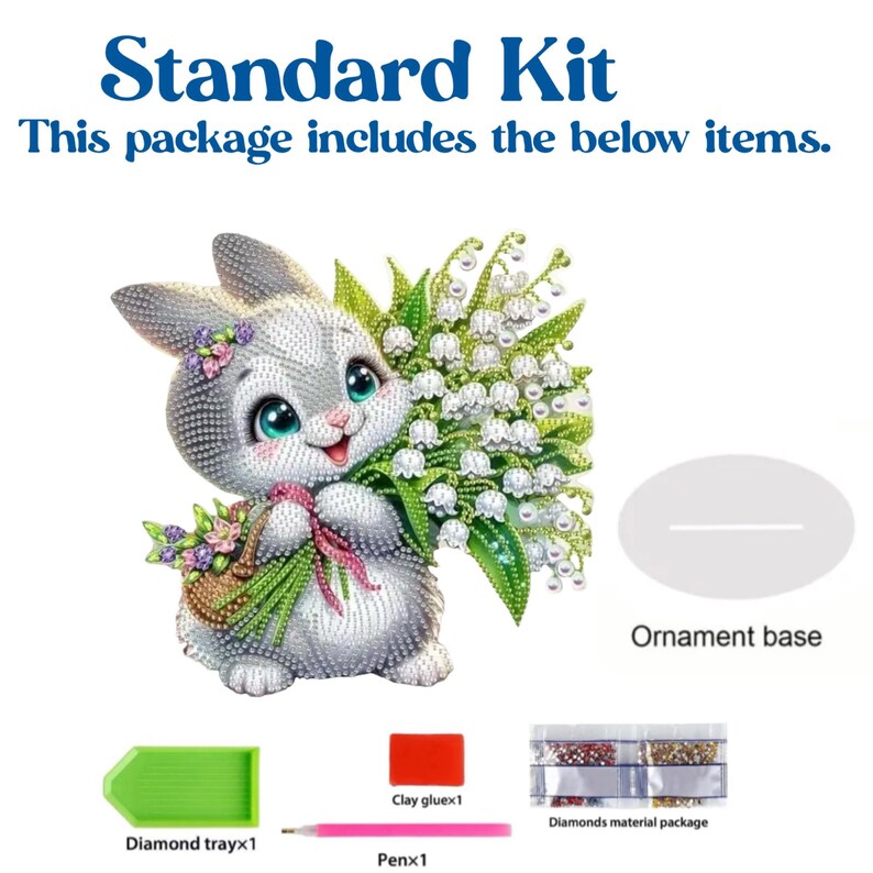 Spring Bunny Floral DIY Diamond Painting Kit, Double Sided Tabletop ...