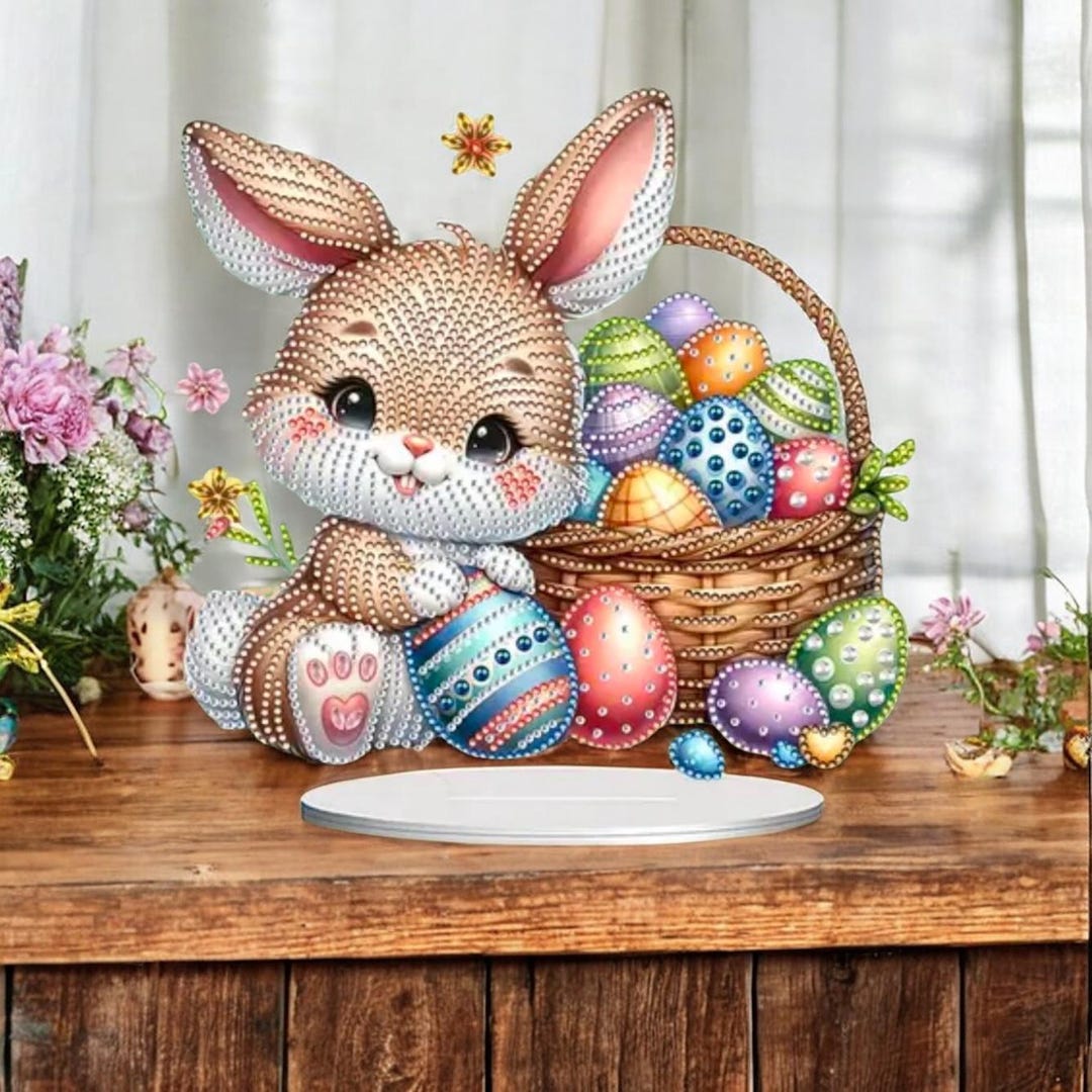 Easter Bunny Table Decor DIY Diamond Painting Kit - Single Sided - Etsy