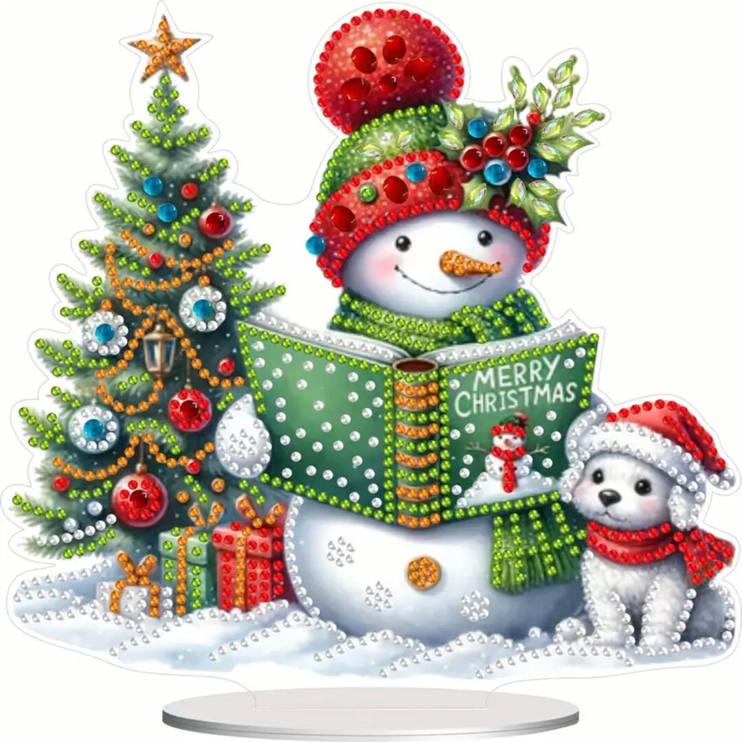 Snowman With Christmas Book DIY Kit Table Ornament 5D Diamond Painting ...