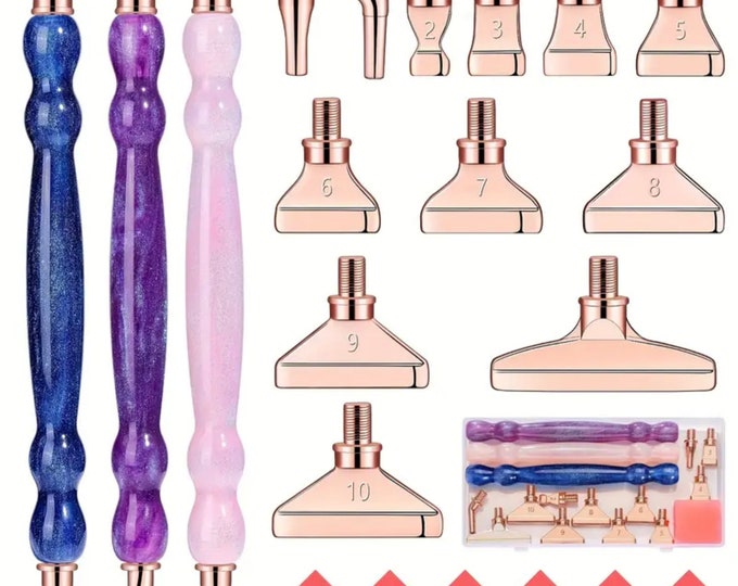 15 Piece Diamond Painting Pen Kit, With 12 Rose Gold Drill Heads and 3 ...