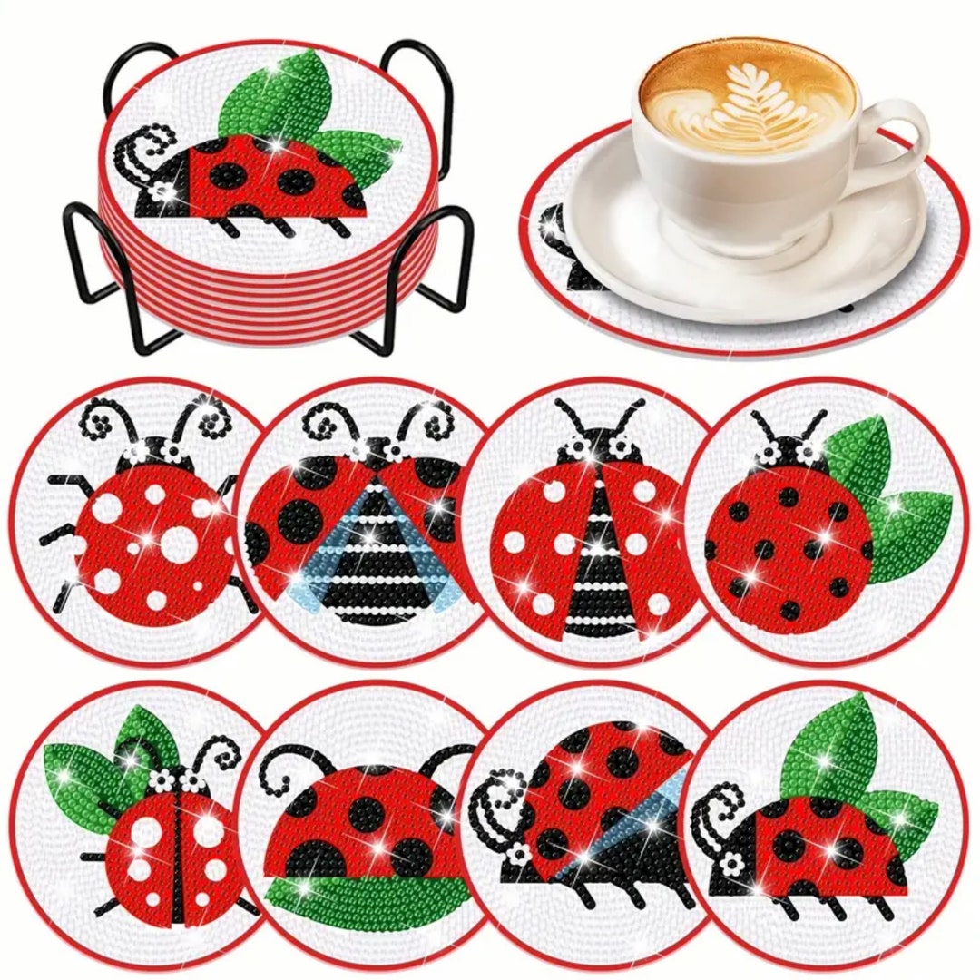 Flash Sale: DIY 8 Sweet Ladybug Coasters, 5D Diamond Painting Kit ...