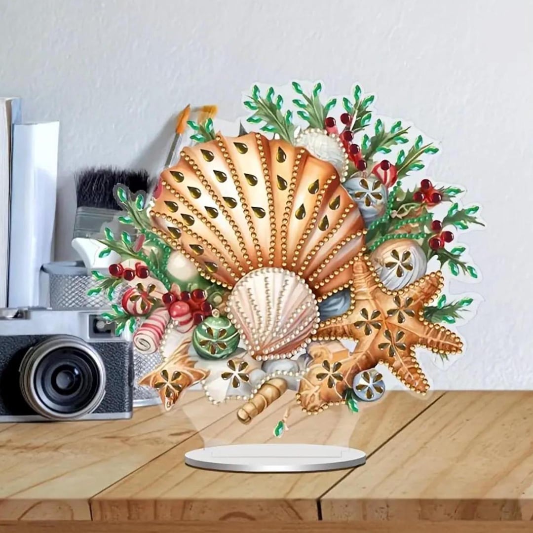 Seashell Diamond Painting Kit – DIY Rhinestone Table Decor, Coastal ...