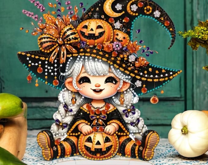 Whimsical Young Witch – DIY Diamond Painting Kit With Rhinestones ...