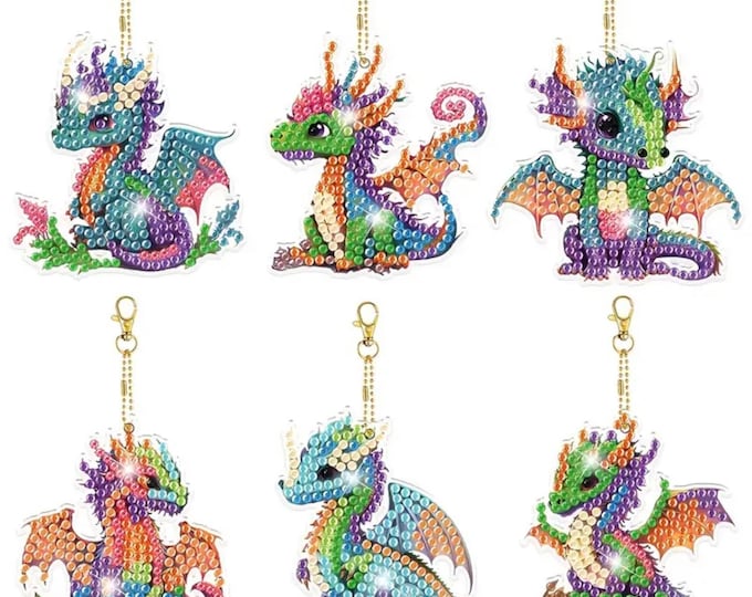 Create 6 Double Sided Dragon Keychains/charms With This 5D Diamond ...