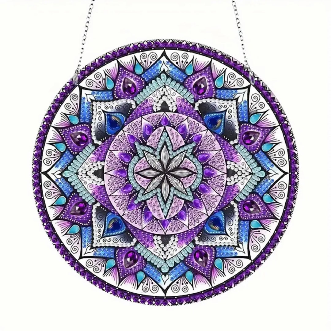 New: DIY A Round Wooden Mandela, Diamond Painting Wall Art Kit ...