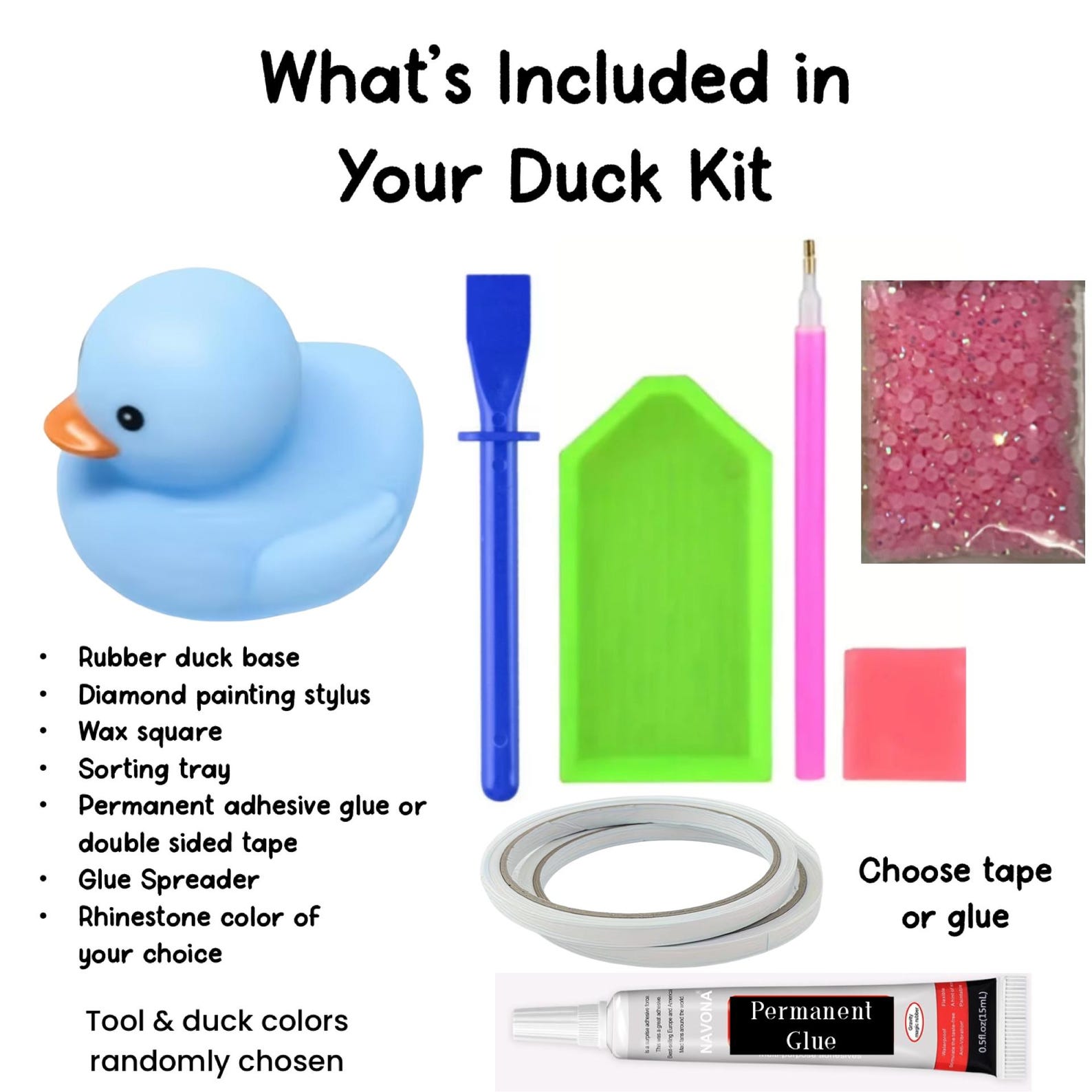 DIY Sparkly Rubber Ducky Kit – Custom Color Rhinestones (40+ Choices ...