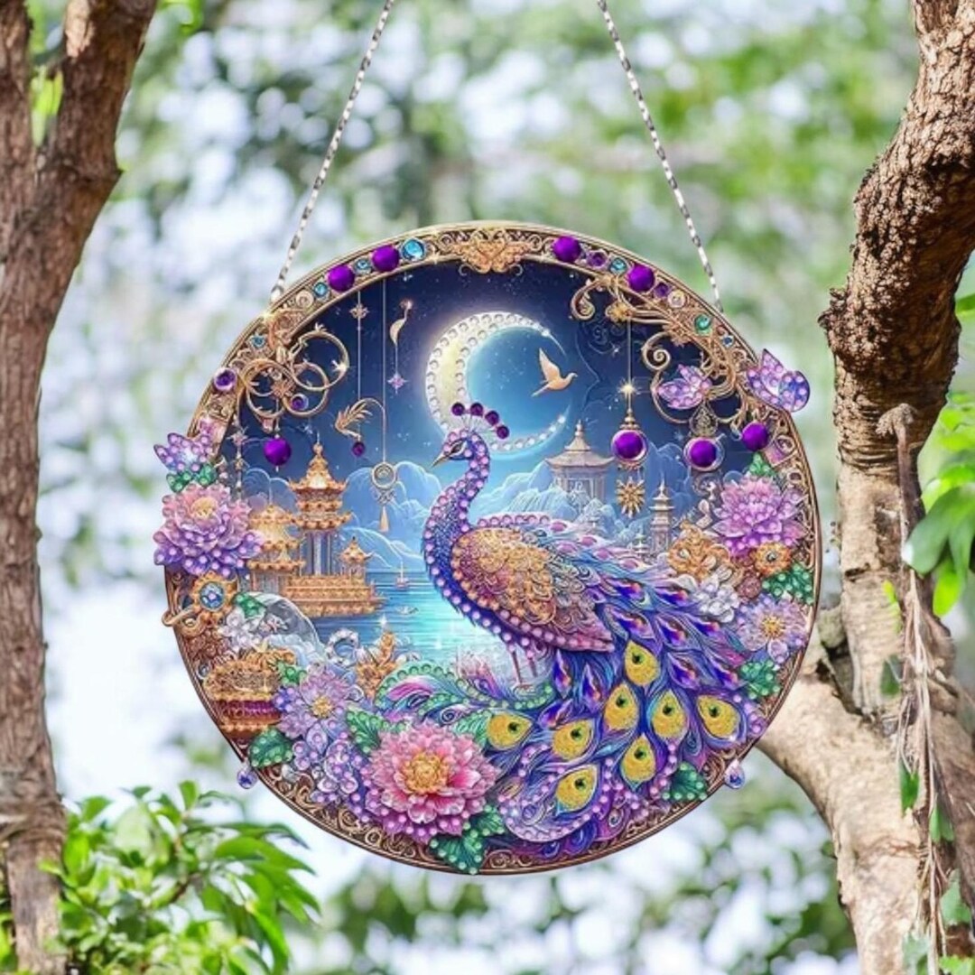DIY Kit: Exquisite Peacock in the Moonlight Double-sided Sun Catcher ...