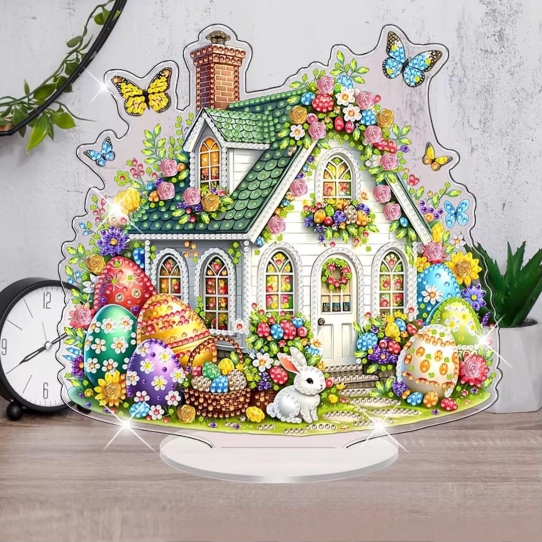 DIY Easter Cottage Tabletop Decor Diamond Painting Kit, Double Sided ...