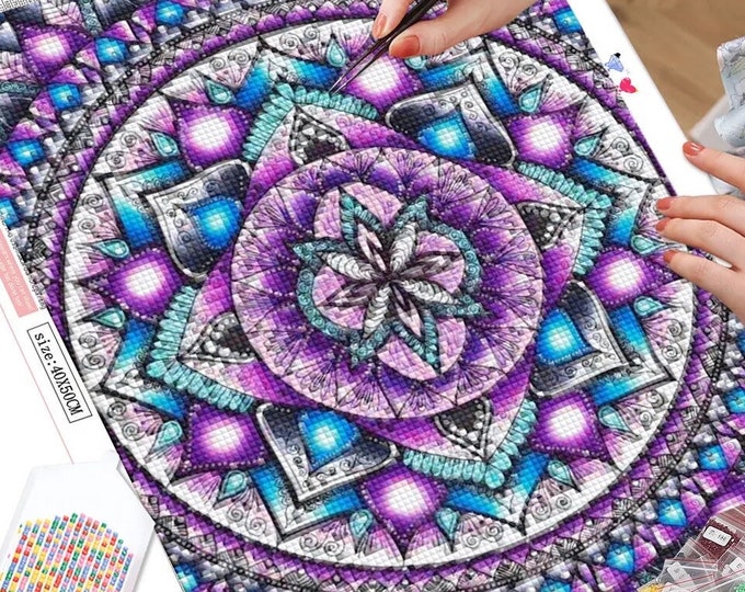 Stunning DIY Mandala 5D Diamond Painting Kit, Full Drill Canvas, Tools ...