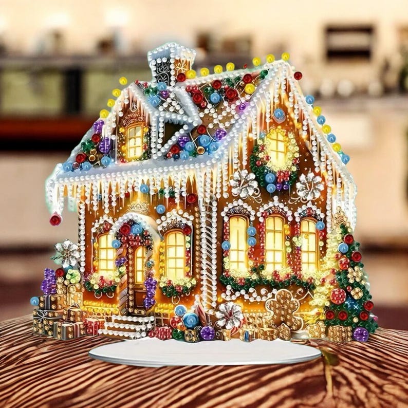 Sparkling Rhinestone Gingerbread House DIY Diamond Painting Table Decor ...
