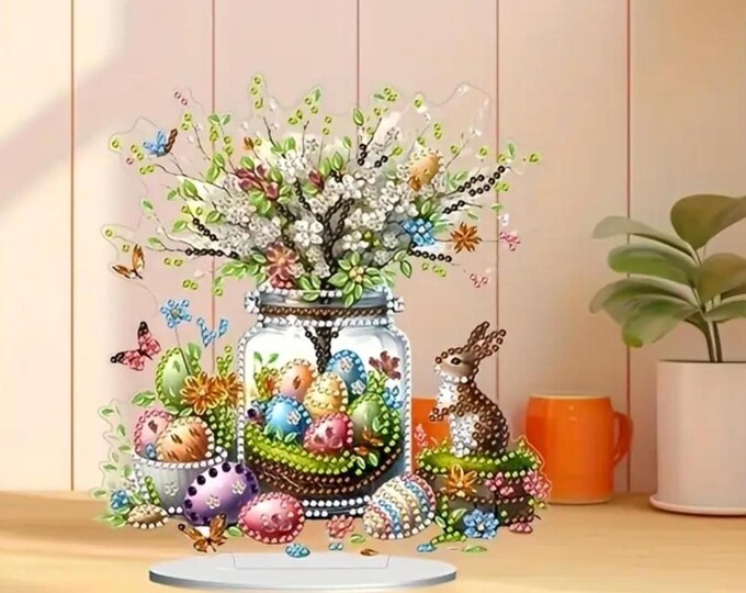 Easter Mason Jar Diamond Painting Kit – DIY 5D Table Decor With Eggs ...
