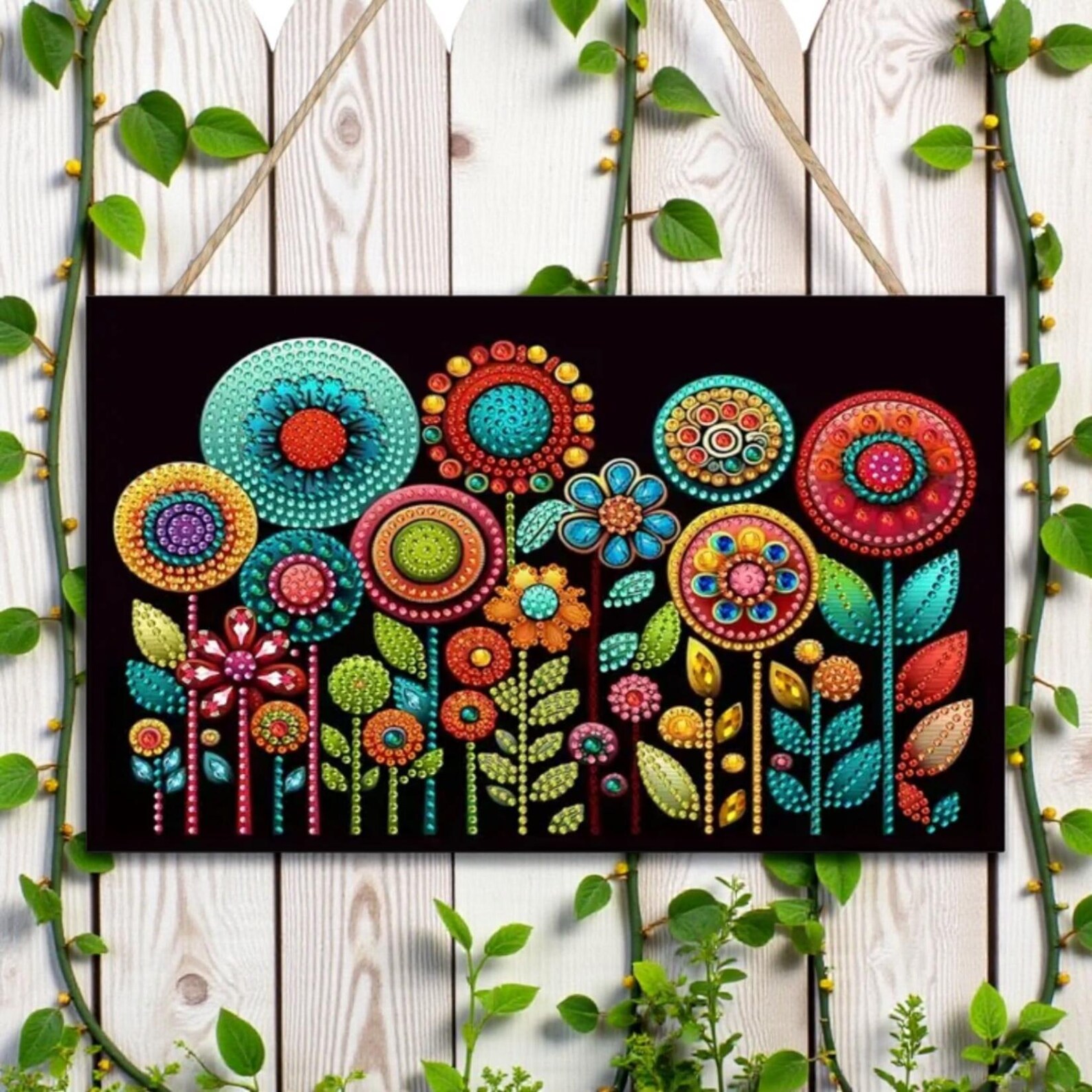 Colorful Flower Art DIY Diamond Painting Kit – Single Sided Hanging ...