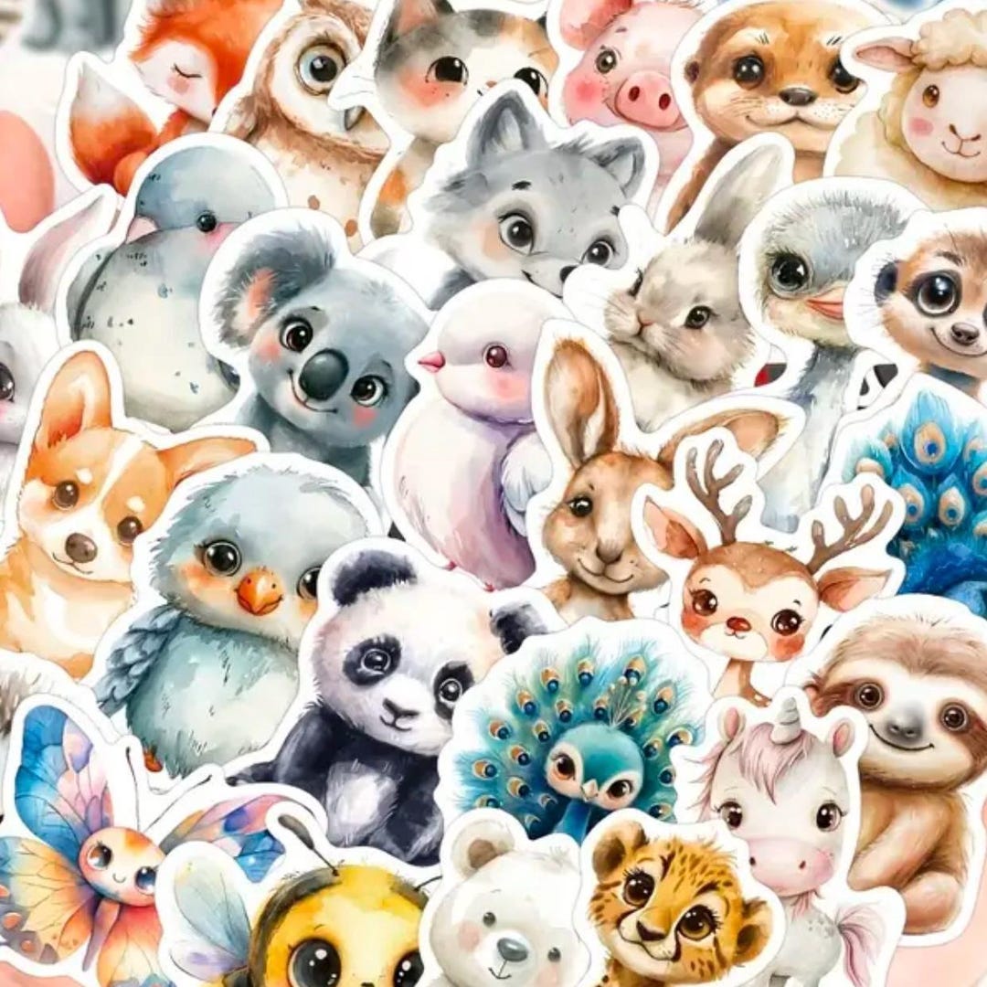 50 Cute Baby Animal Stickers - High-quality Vinyl Decals for Crafts ...