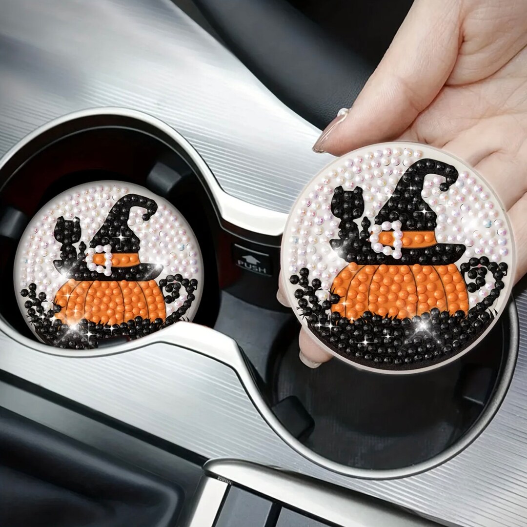 DIY 2 Witchy Car Coasters, A Fun Diamond Painting Kit, Perfect for ...