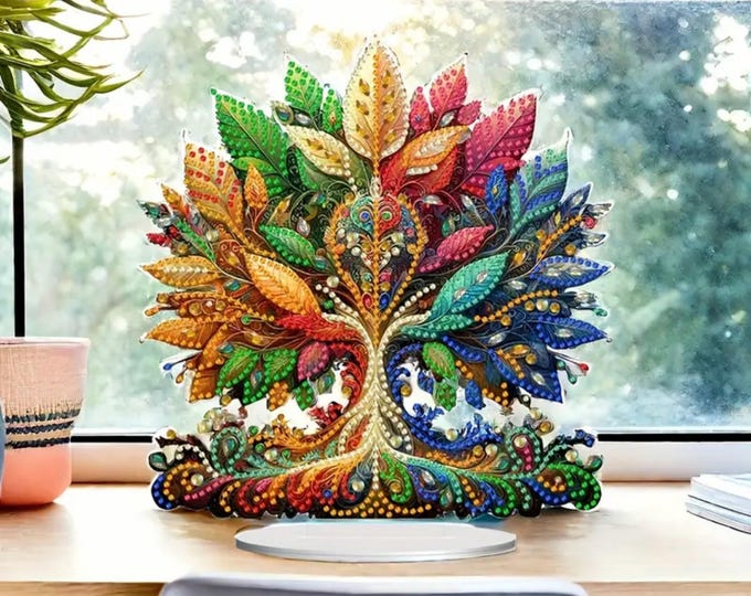 DIY Kit - Colorful Tree of Life Table Ornament 5D Diamond Painting Set ...