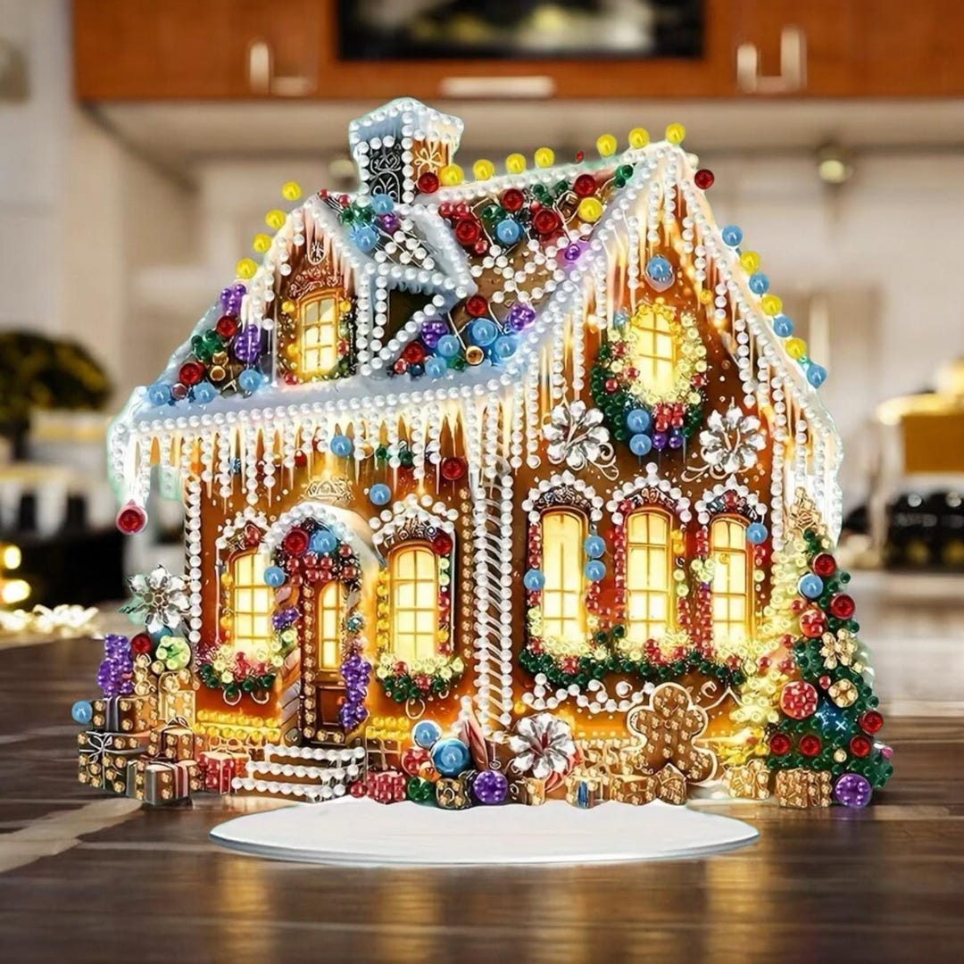 Sparkling Rhinestone Gingerbread House DIY Kit Table Decoration Diamond ...