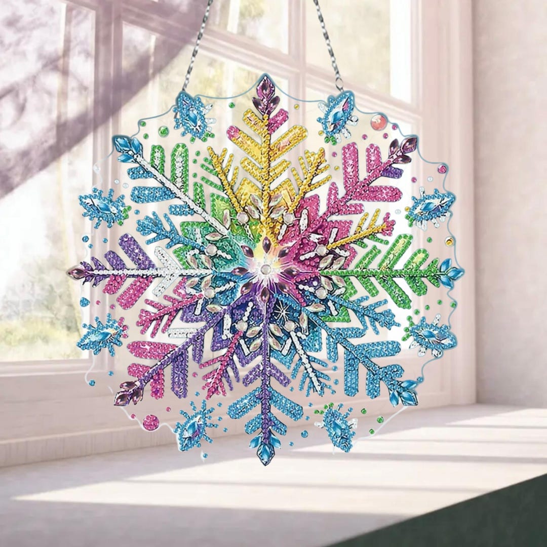 Rainbow Snowflake Sun Catcher DIY Diamond Painting Kit, Single Sided ...