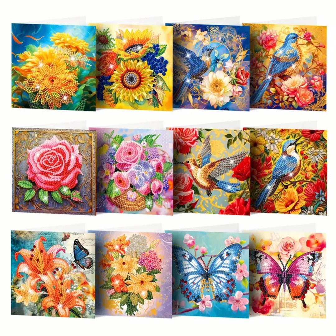 12 DIY Spring Diamond Painting Greeting Cards Kit – Floral ...