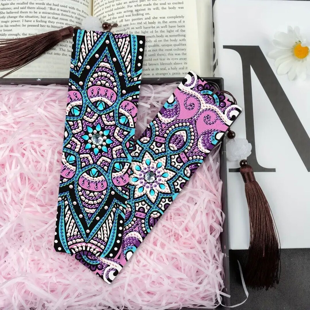 DIY 2 Bohemian Bookmarks With Purple & Aqua Colors, Faux Leather ...