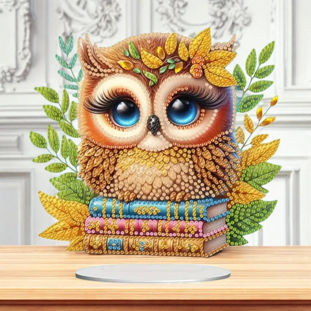 Studious Owl With Books Diamond Painting Kit – Single-sided Table Decor ...