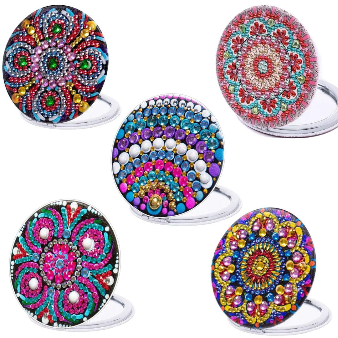 DIY Round Compact Mirror Kit With Fancy Diamond Painting - Perfect for ...