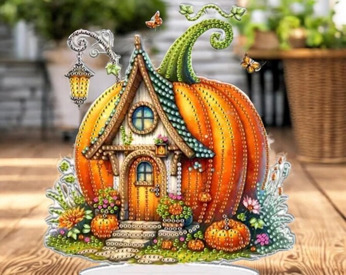 DIY Whimsical Pumpkin House Diamond Painting Kit, Single Sided Table ...