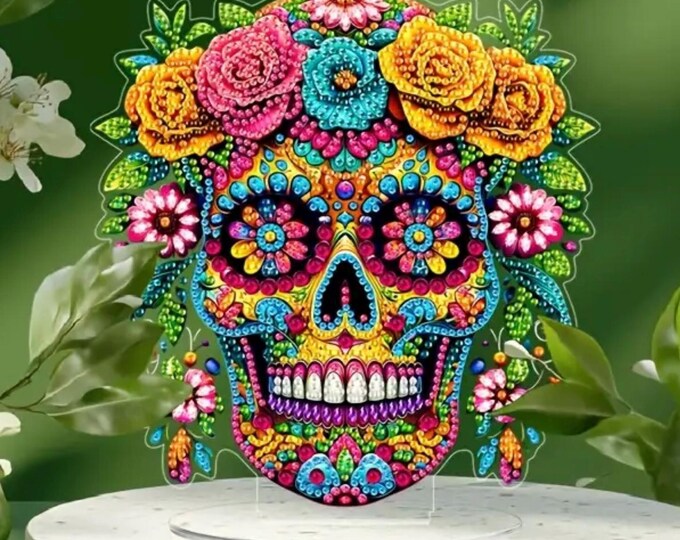 Colorful Sugar Skull Diamond Painting Kit – DIY Diamond Painting Kit ...