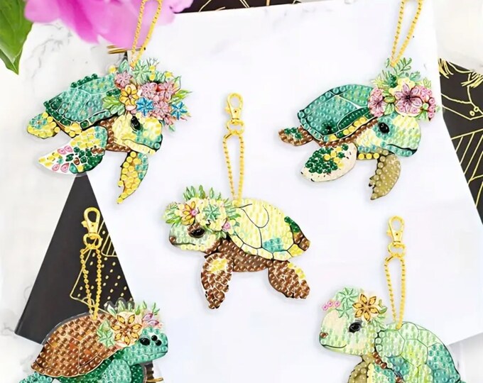 DIY 5 Double Sided Sea Turtle Keychains/ornaments, Painting Kit ...
