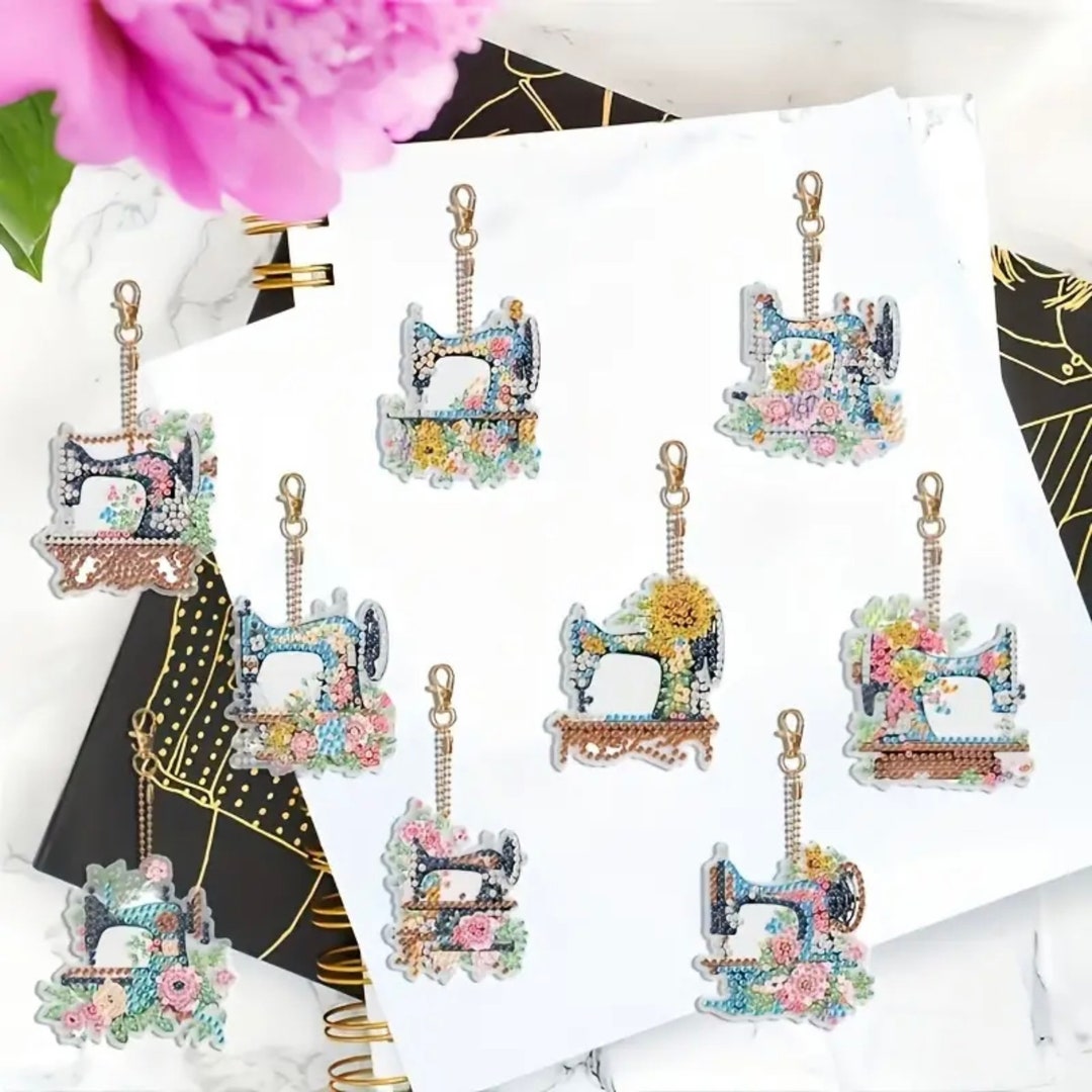 DIY 9 Vintage Sewing Machines, Double Sided Keychains/charms, DIY 5D ...