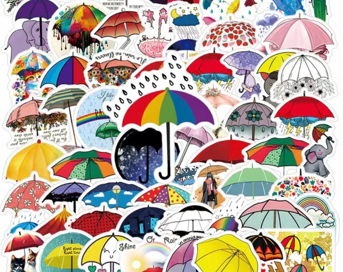 63 Umbrella Stickers With Vibrant Color, Patterns and Cute Animals ...
