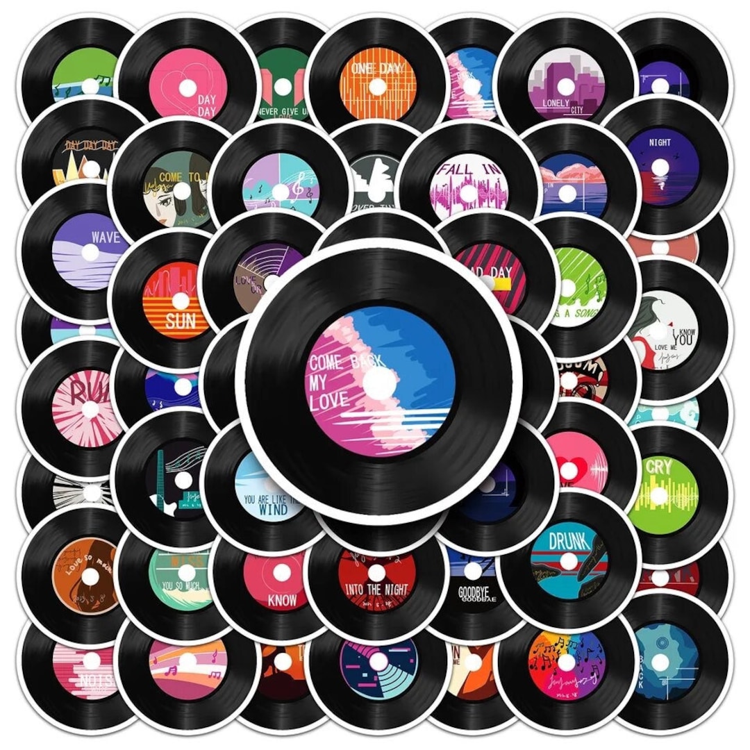 50 Vinyl Record Stickers With Pho Album Covers, High Quality Decal ...