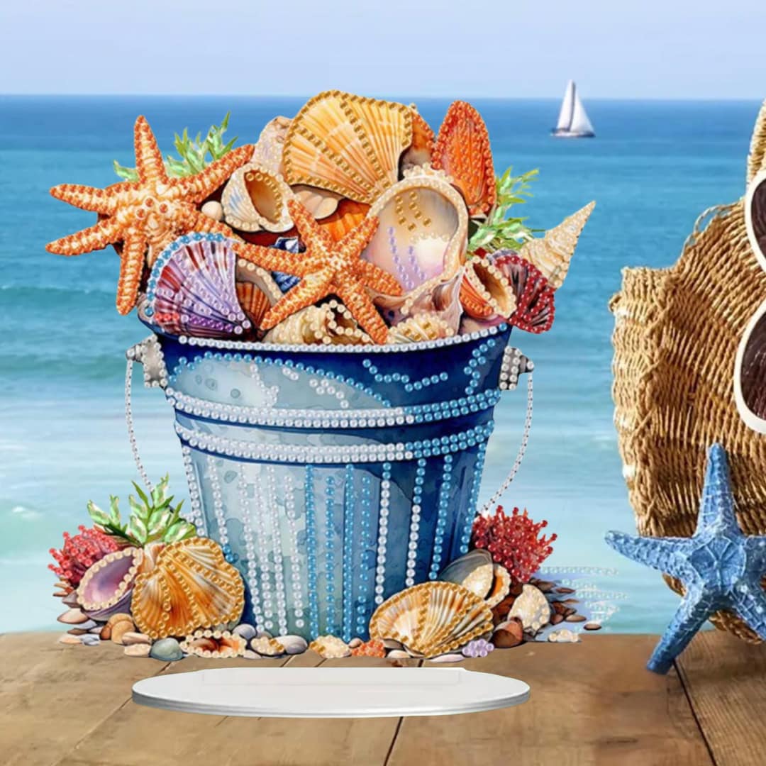 DIY Seashell Bucket Tabletop Decor, Single Sided Diamond Art Kit - Etsy