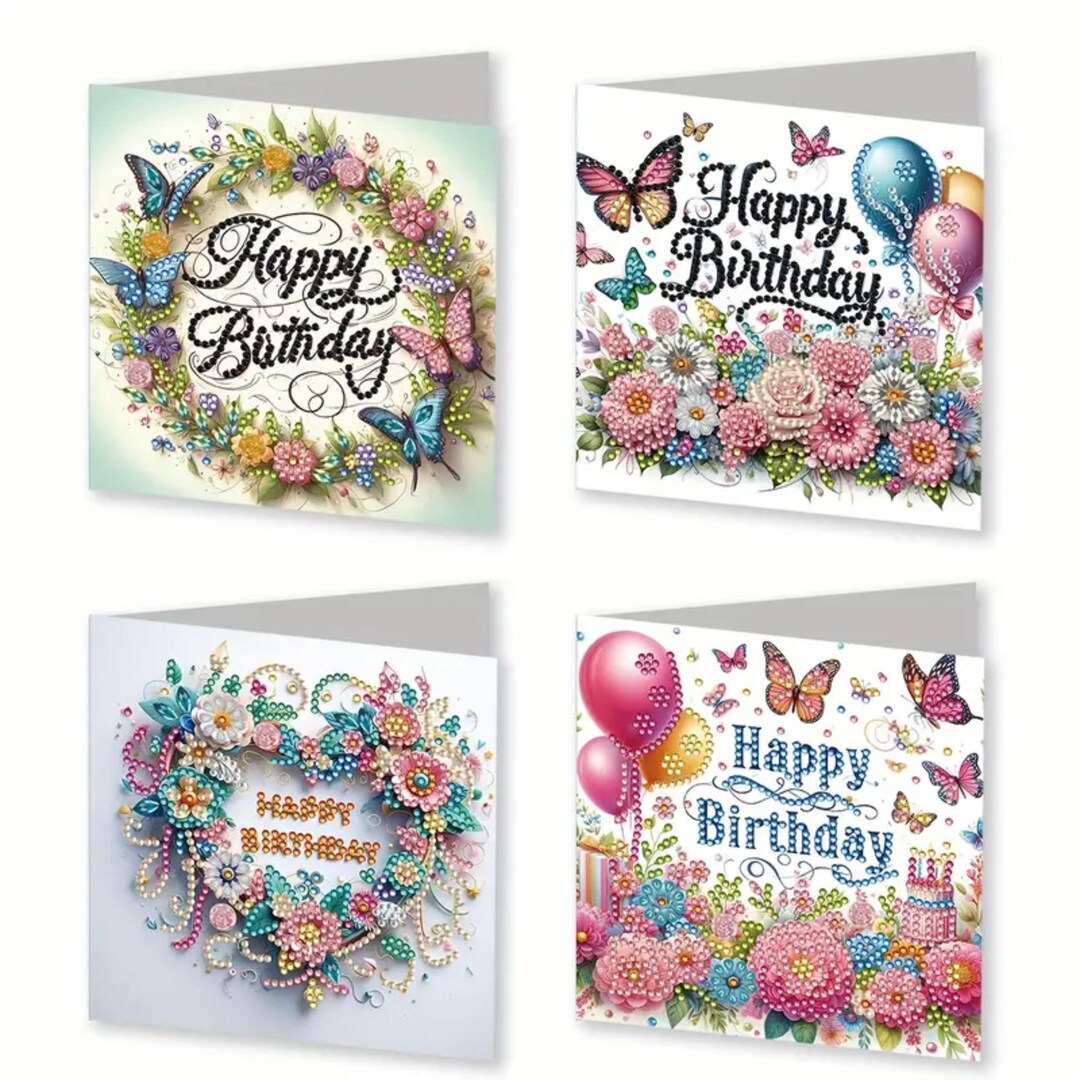 Handcraft Beautiful Floral Birthday Greeting Cards - DIY Diamond ...