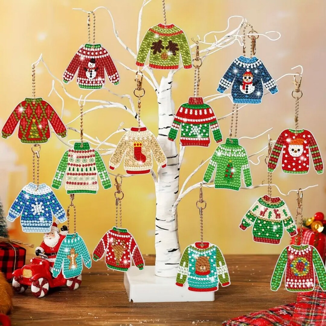 DIY 15 Double Sided Ugly Christmas Sweater Charms/ornaments, 5D Diamond ...
