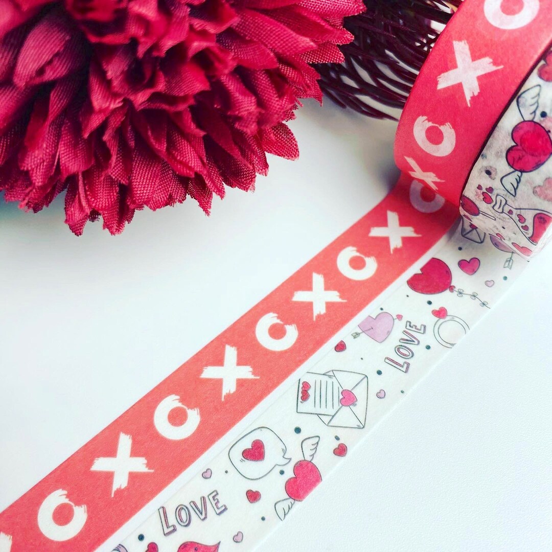 XOXO on Red, Love Potion, Lock and Key, Red Lips, Valentines Day, Washi ...